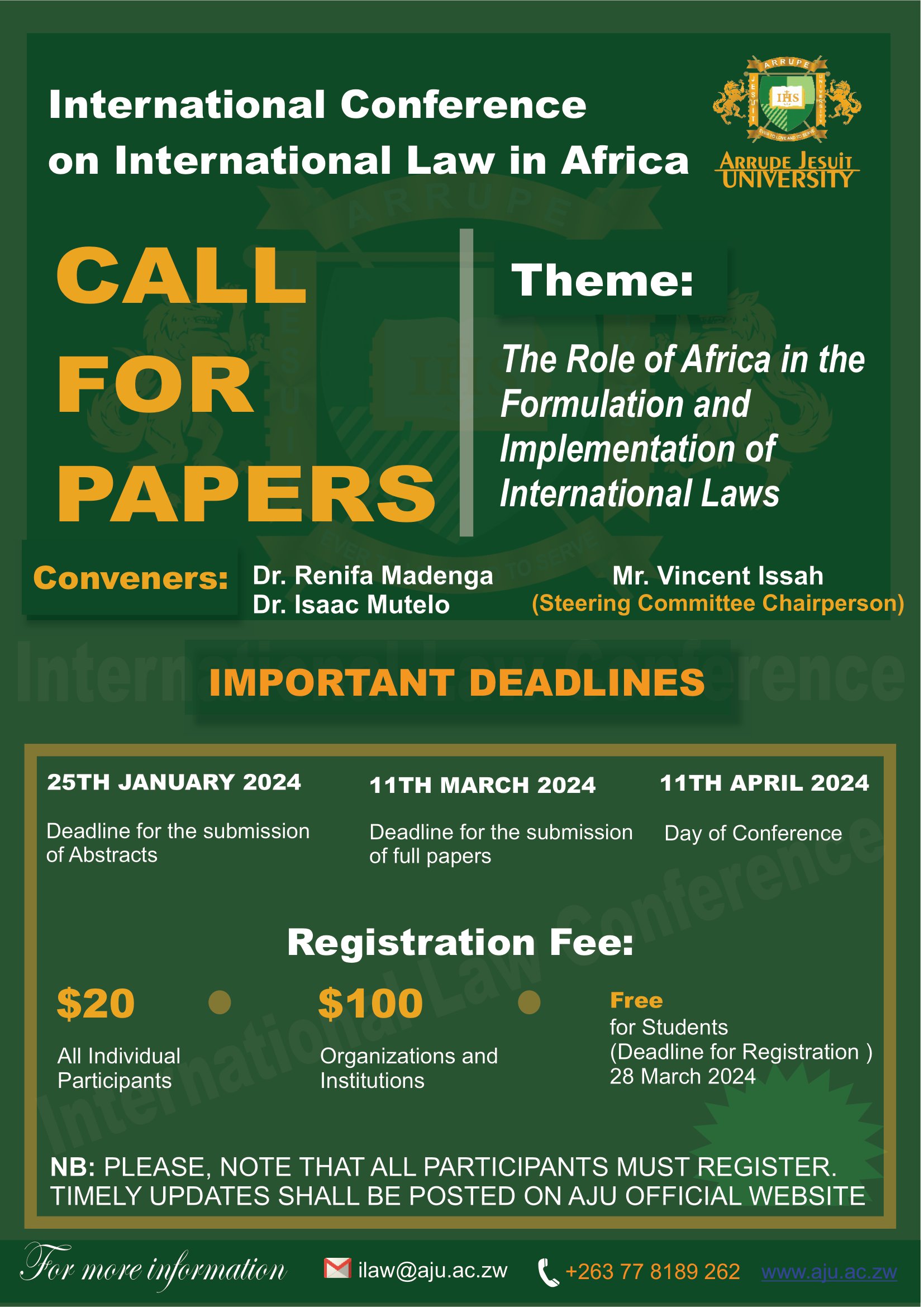 CALL FOR PAPERS: International Conference on International Law in ...